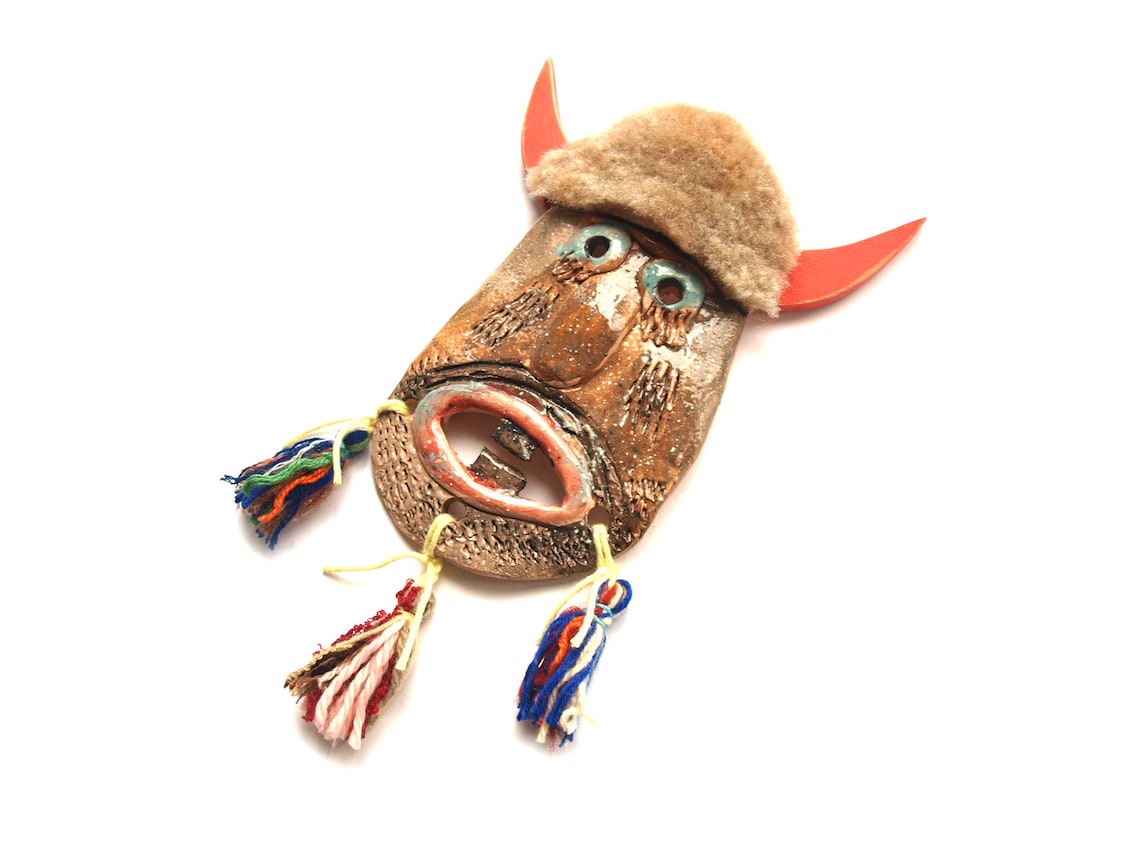 Folk Art Mask Bulgarian Kuker Mask Bulgarian Folk Art | Etsy