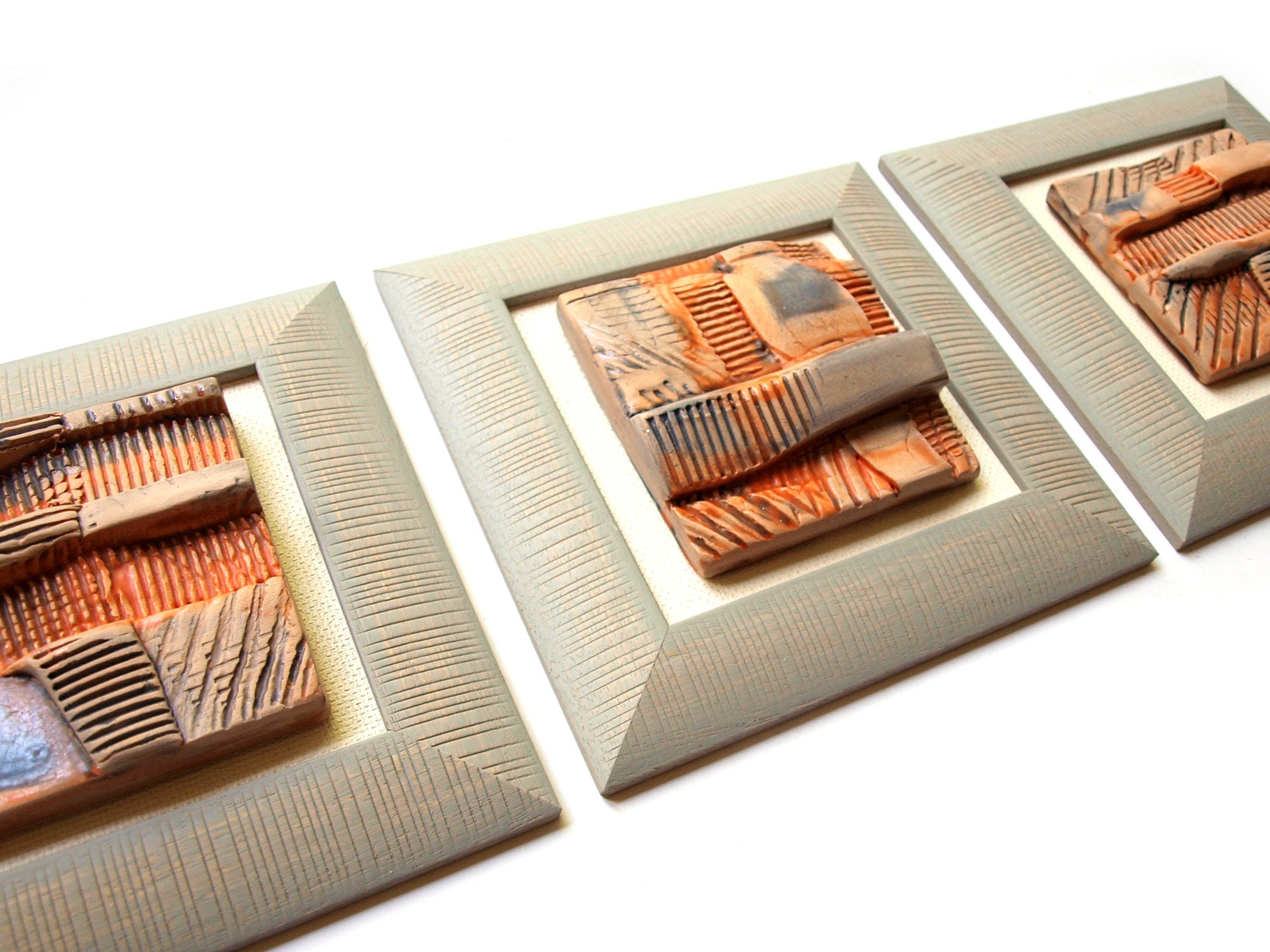 Modern Ceramic set of 3 Ceramic wall art Ceramic art | Etsy