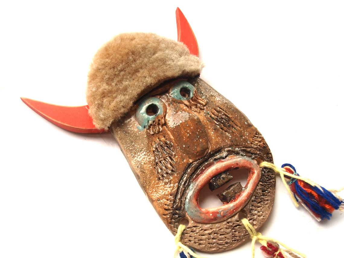 Folk Art Mask Bulgarian Kuker Mask Bulgarian Folk Art | Etsy