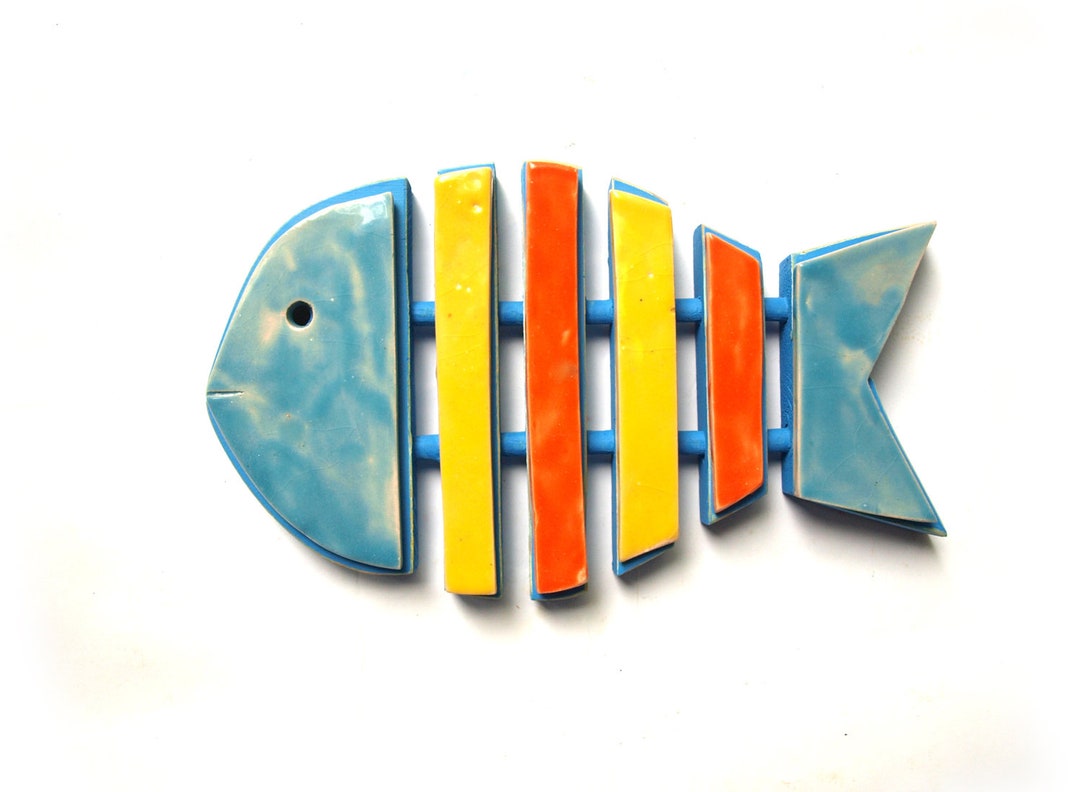 Skeleton Wall Fish, Fish Bone Wall Art, Colorful Ceramic Fish, Fish ...