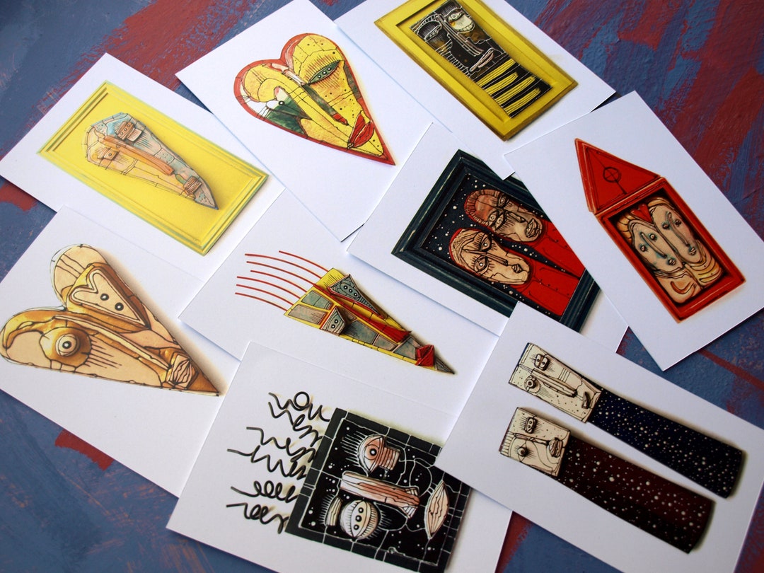 NEW, Art Cards, Set of 9 Art Cards, Abstract Cards, Modern Art Cards ...