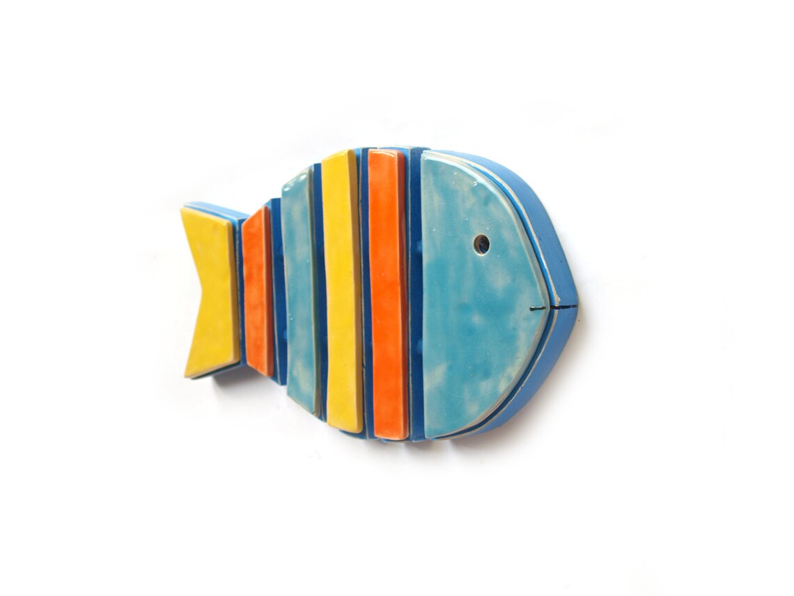 Skeleton Wall Fish Fish Bone Wall Art Colorful Ceramic Fish | Etsy