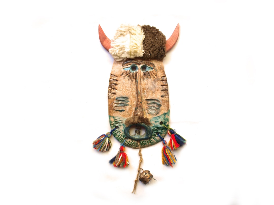 Handmade Ceramic "kuker" Mask: Bulgarian Folk Art Wall Decor - Etsy