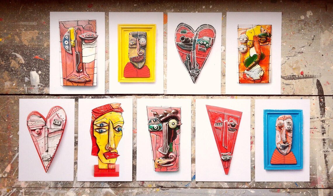 Art Cards Set of 9 Art Cards Abstract Cards Modern Art - Etsy