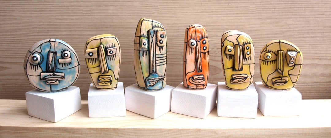 Mini Ceramic Face Sculpture: Artistic Wedding Favor, Colleague Gift - Etsy