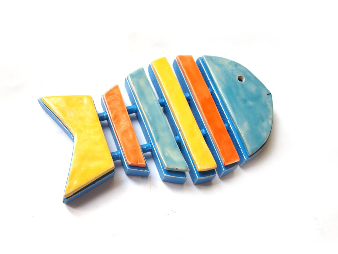 Skeleton Wall Fish, Fish Bone Wall Art, Colorful Ceramic Fish, Fish ...