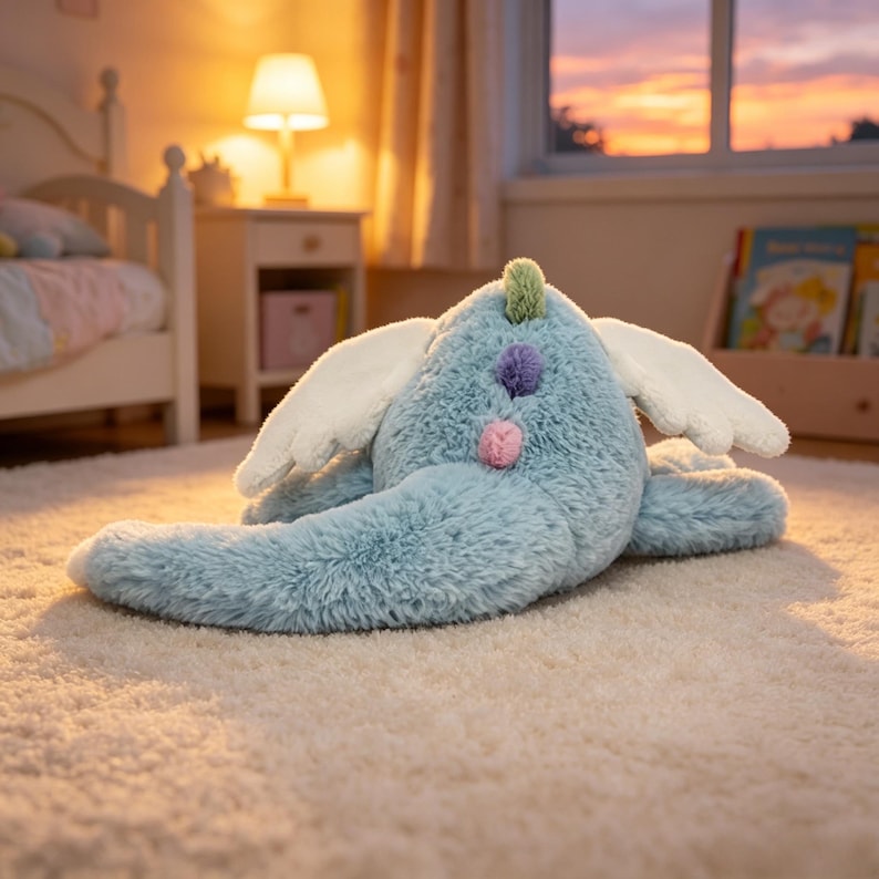 Jellycat Sky Blue Rainbow Spine Dragon Fluffy Plush Toy, White Wing ...