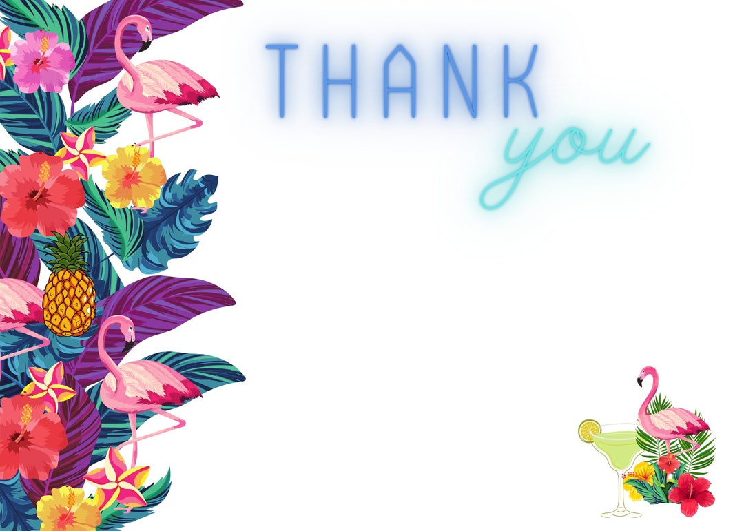 Tropical Thank You Card - Digital - Etsy