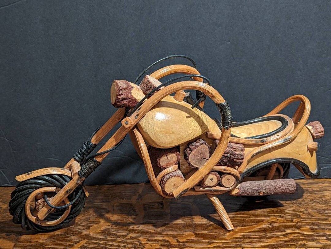 Harley Davidson Style Wooden Motorcycle Chopper Bike - Mancave Home Bar ...