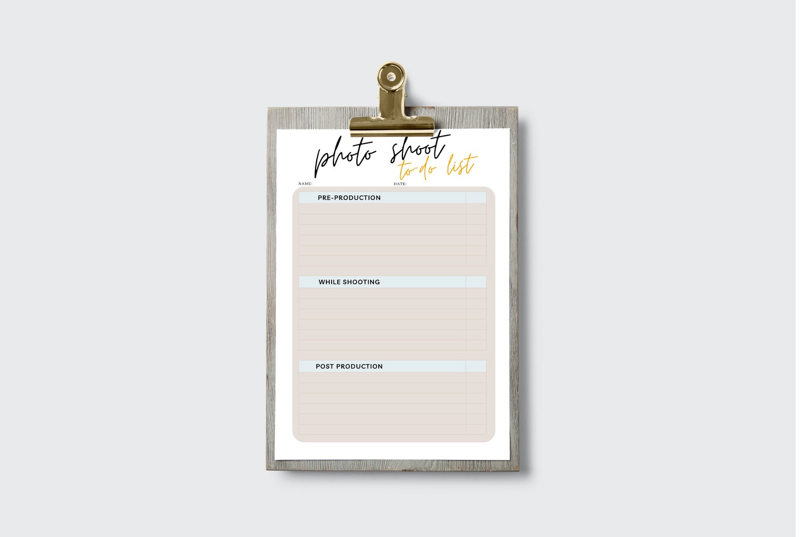 Photo Shoot Equipment Checklist - Digital Download Printable - 3 Pages ...