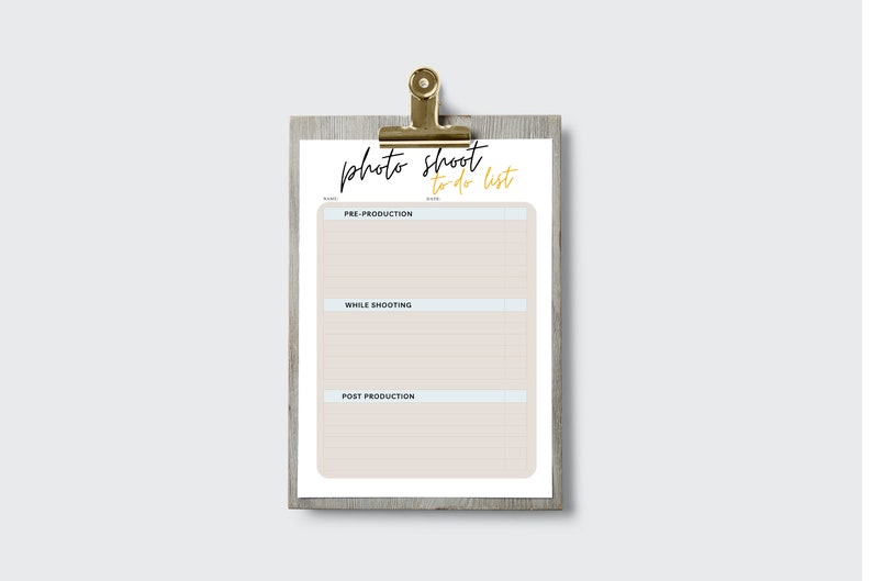 Photo Shoot Equipment Checklist - Digital Download Printable - 3 Pages ...