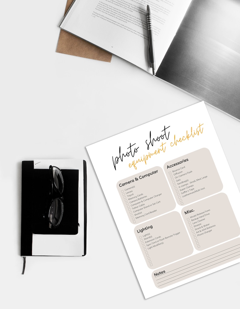 Photo Shoot Equipment Checklist - Digital Download Printable - 3 Pages ...