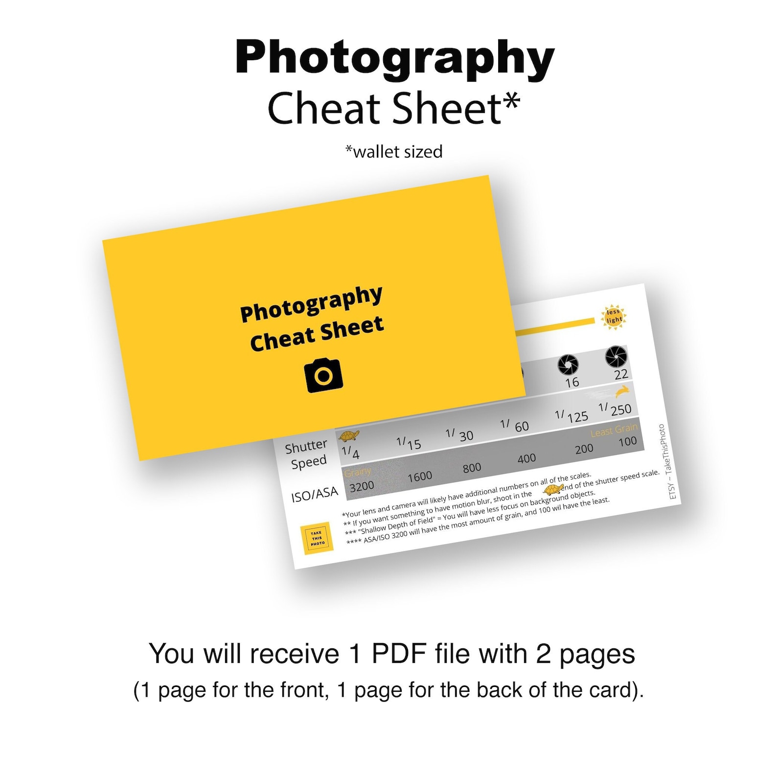 DSLR Camera Photography Cheat Sheet *printable* - Digital Reference ...