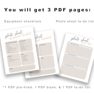 Photo Shoot Equipment Checklist - Digital Download Printable - 3 Pages ...