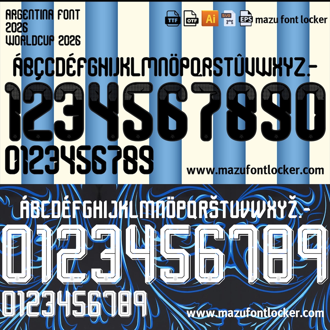 Argentina World Cup 2026 Font Vector - OTF TTF Ai Svg Pdf Eps | Home ...