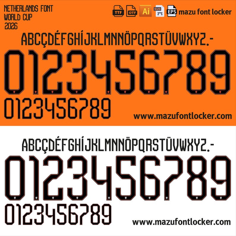 Netherlands World Cup 2026 Font Vector - OTF TTF Ai Svg Pdf Eps | Home ...