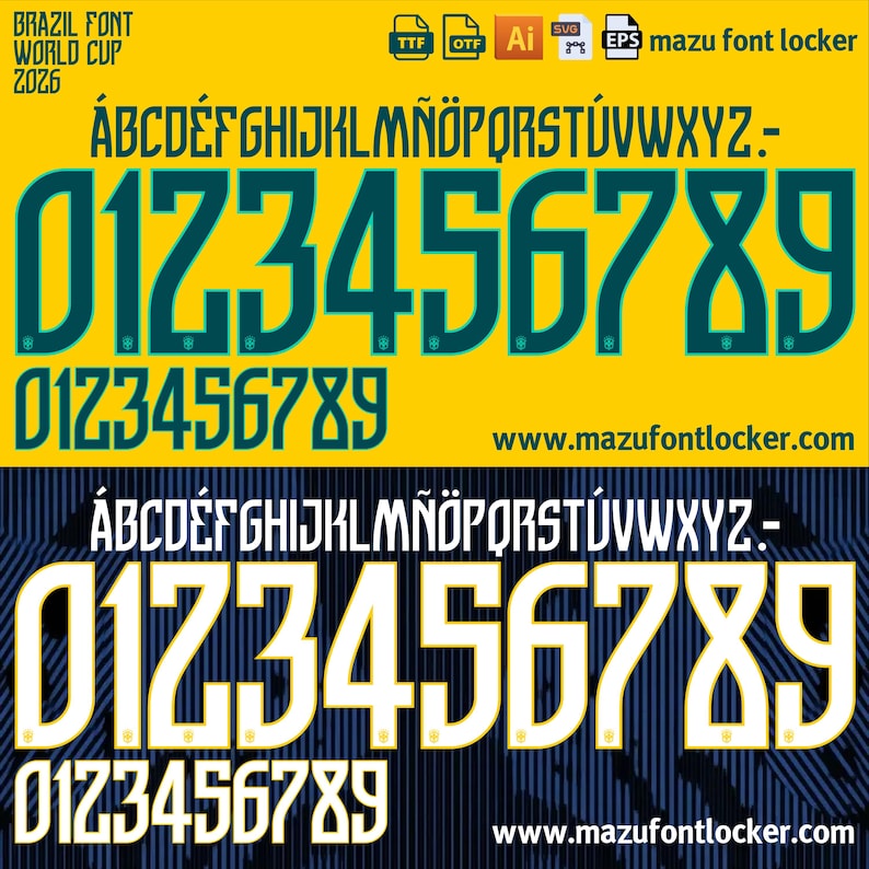Brazil World Cup 2026 Font Vector - OTF TTF Ai Svg Pdf Eps | Home ...