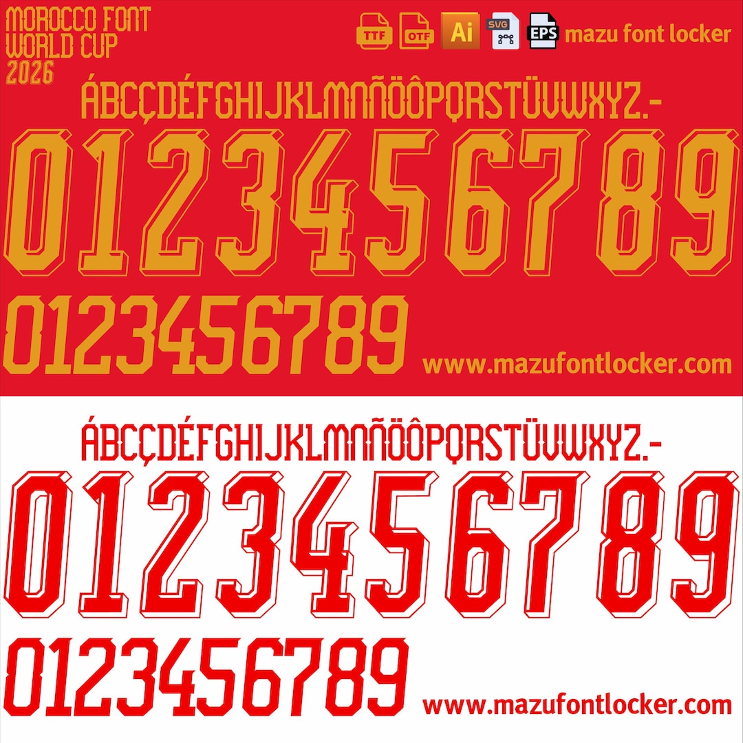 Morocco World Cup 2026 Font Vector - OTF TTF Ai Svg Pdf Eps | Home ...