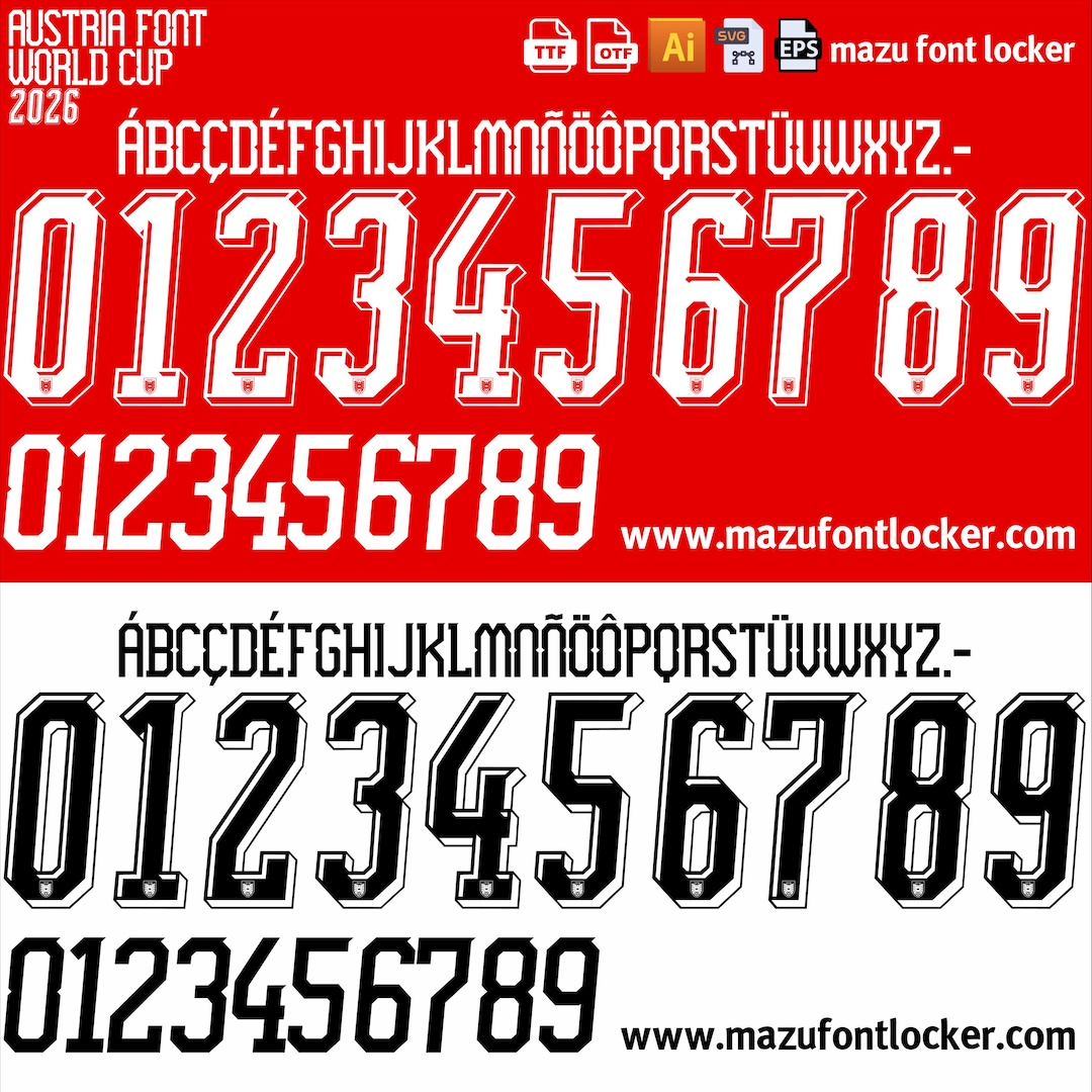 Austria World Cup 2026 Font Vector - OTF TTF Ai Svg Pdf Eps | Home ...