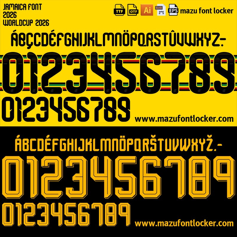 Jamaica World Cup 2026 Font Vector - OTF TTF Ai Svg Pdf Eps | Home ...