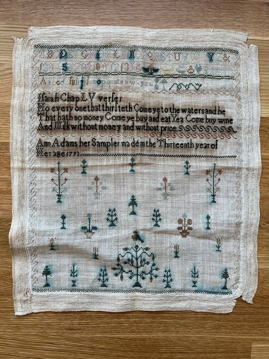 Antique Sampler Ann Adams 1793 - Etsy