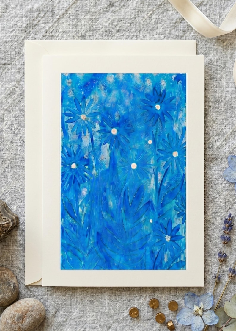 Cobalt Blue Map and Bookmark / Digital Duo – Abstract Botanical Art on ...