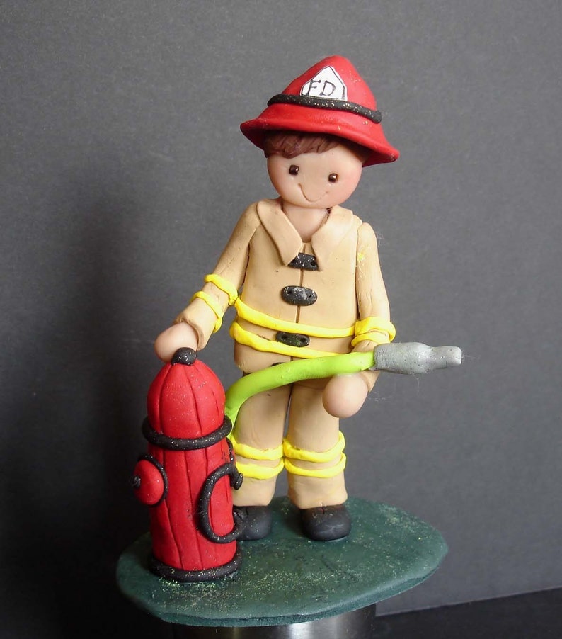 Fire Fighter Hydrant Cake Topper Handcrafted Polymer Clay | Etsy