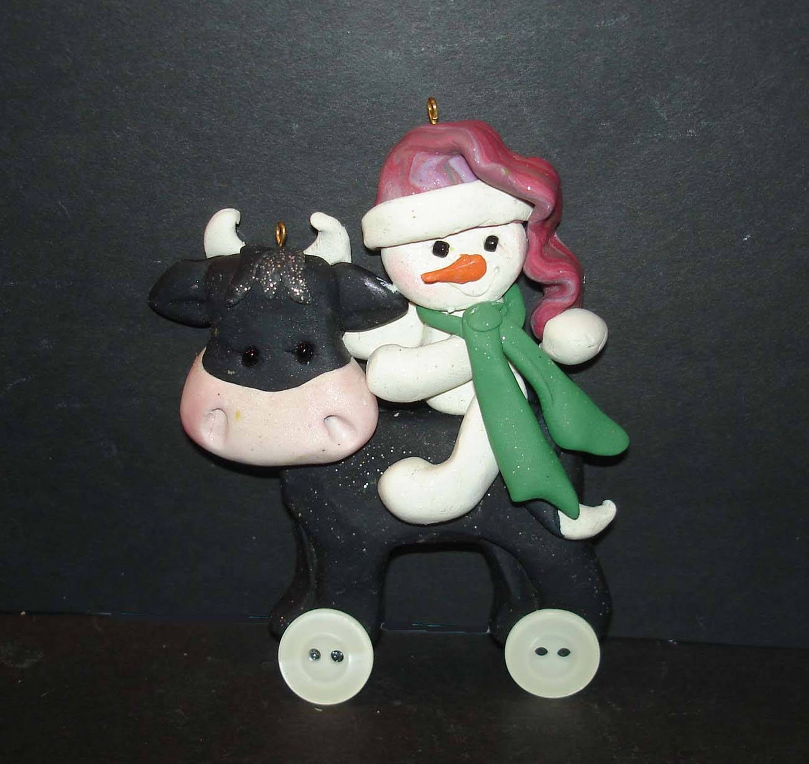 Snowman Dairy Cow Christmas Ornament Holstein Santa Claus Hat - Etsy