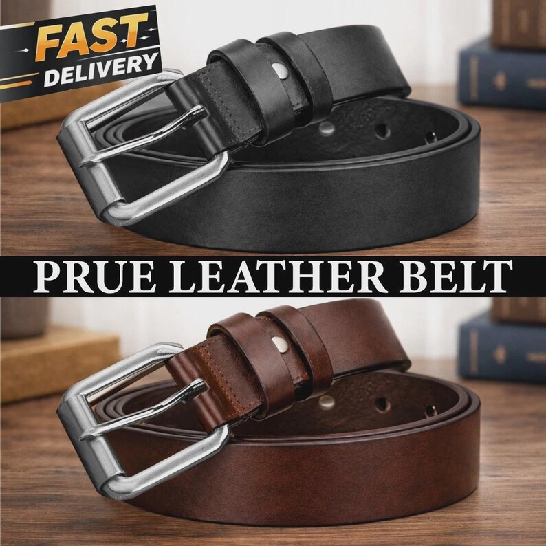 Mens Genuine Leatherbelt Pure Leather Black Brown Trouser Jeans Belt ...