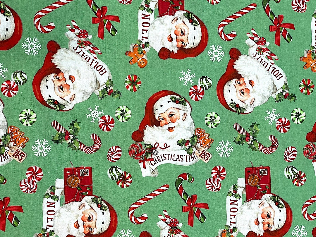 Santa Claus Fabric Christmas Fabric Peppermint Candy - Etsy