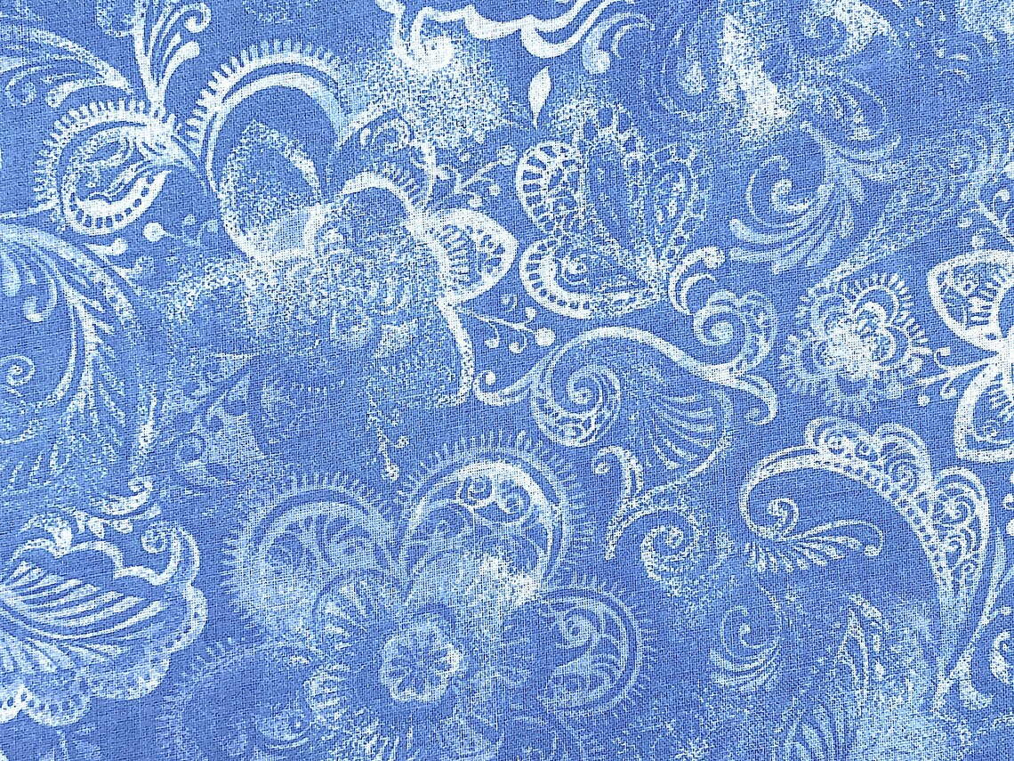 Wide Blue Flower Fabric Wide Fabric Quilt Back Fabric - Etsy