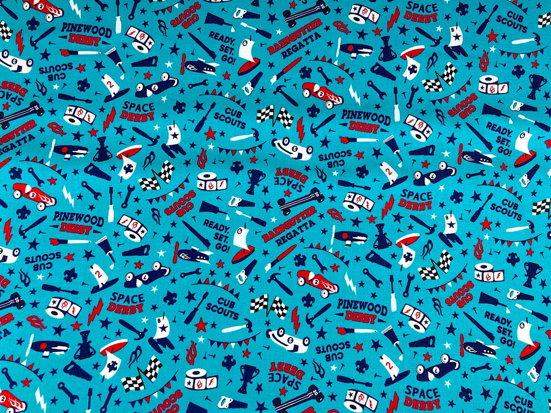 Cub Scouts Derby Teal Cub Scout Fabric Cotton Fabric Quilting Fabric ...