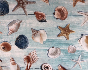 Seashell Fabric Colourful Seashells by Elena O'neill Illustration ...