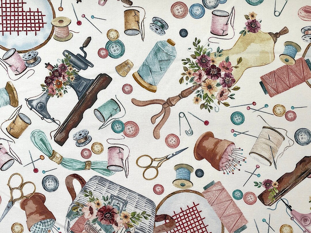 Sewing Notions Fabric Sew in Love Sewing Themed Fabric SEW-68 - Etsy