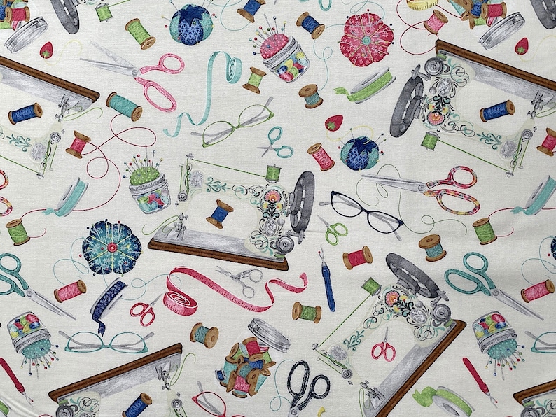 Sewing Themed Fabric cotton Fabric Collection Sew Little - Etsy