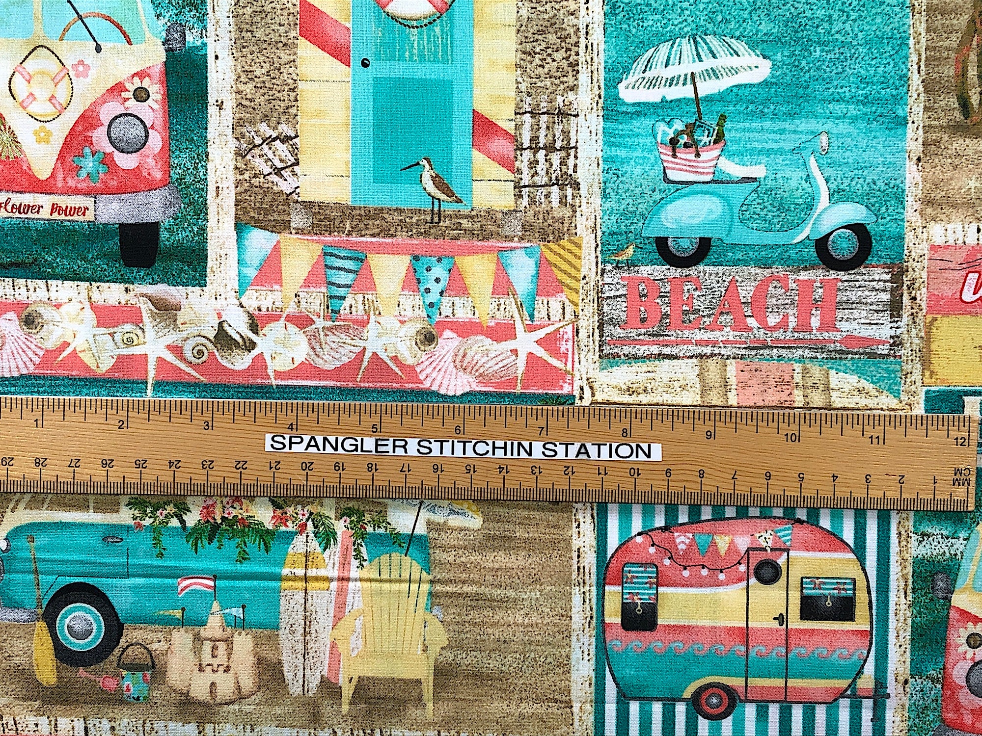 Beach Travel Patch Fabric Beth Albert Nautical Fabric | Etsy