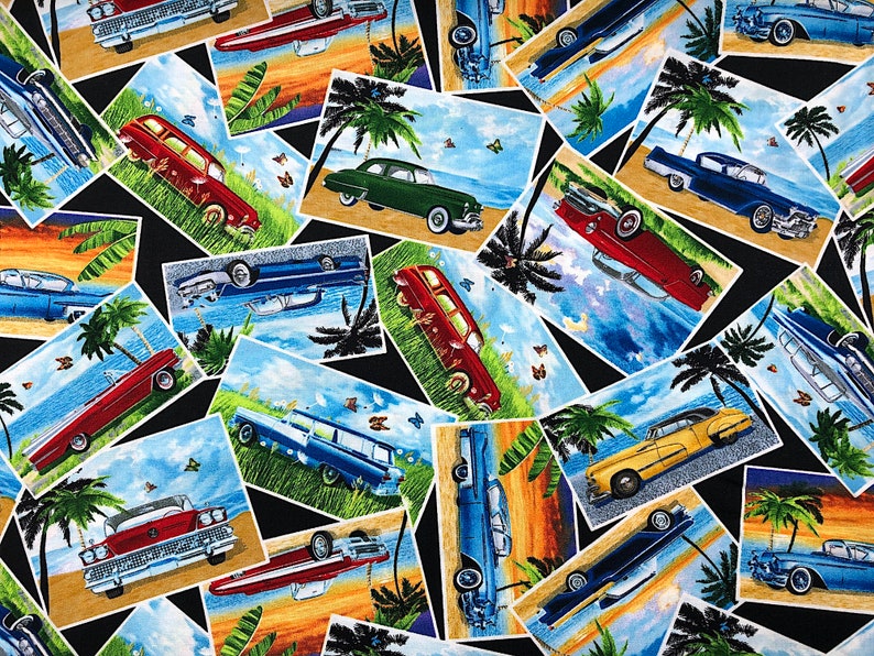 Car Fabric Classic Cars Cotton Fabric Quilting Fabric | Etsy