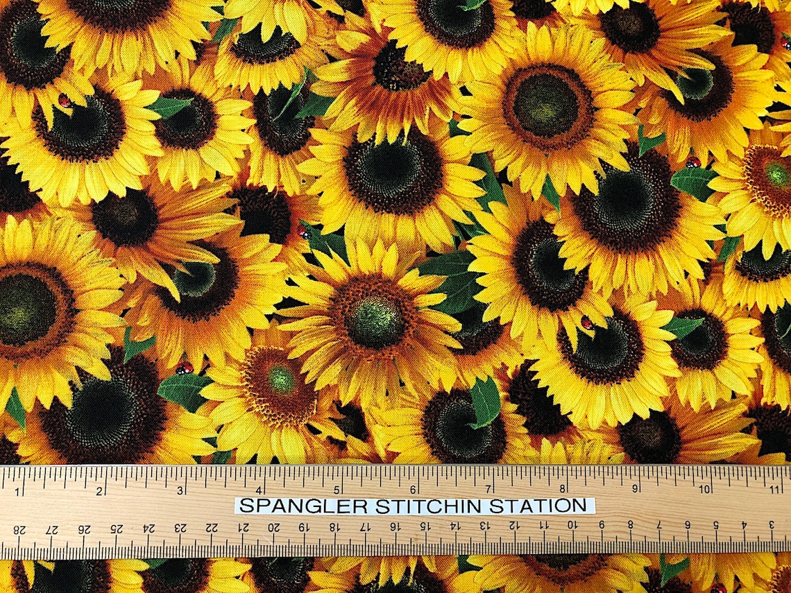 Sunflower Fabric Flower Fabric Cotton Fabric Quilting | Etsy