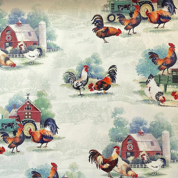 Rooster Fabric - Etsy