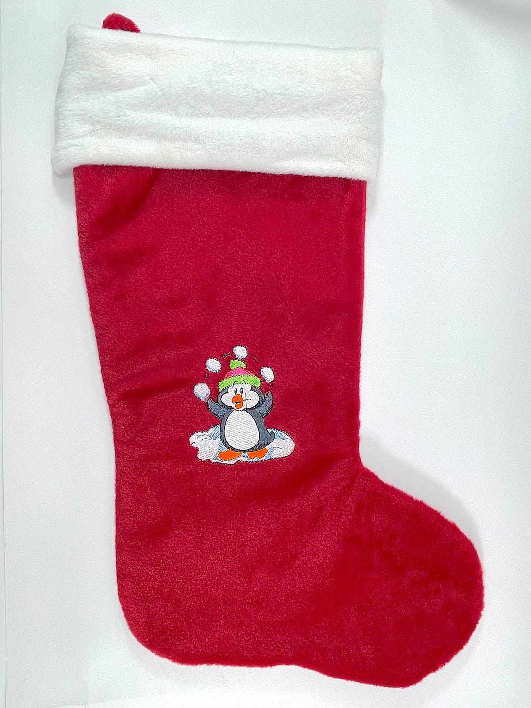 Juggling Penguin Stocking - Christmas Stocking - Red Stocking - Etsy