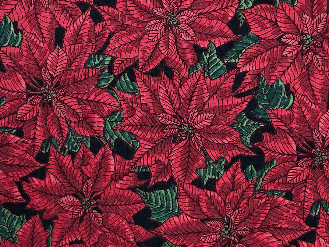Poinsettia Fabric Christmas Fabric Cotton Fabric - Etsy