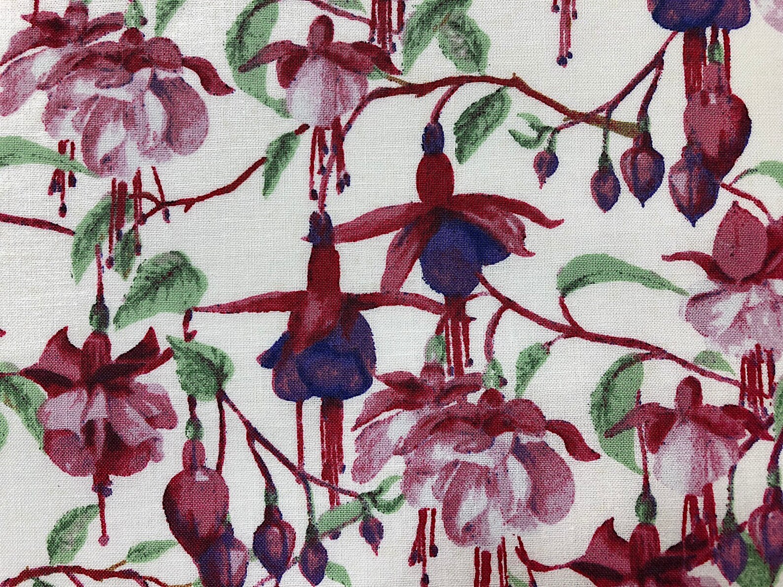 Fuchsia Fabric Fuchsias and Hummingbirds Cotton Fabric | Etsy