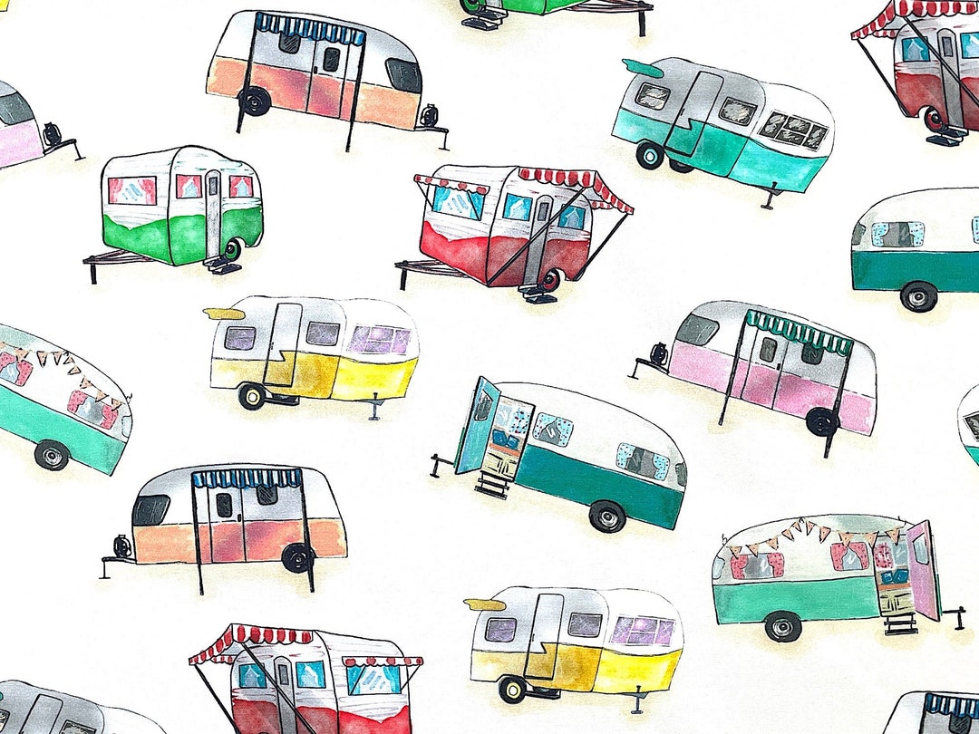 Happy Campers Travel Trailer Fabric Cotton Fabric CAMP-68 - Etsy