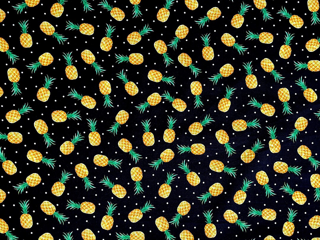 Pineapple Fun Black Fun in the Sun Cotton Fabric Quilting Fabric Andi ...