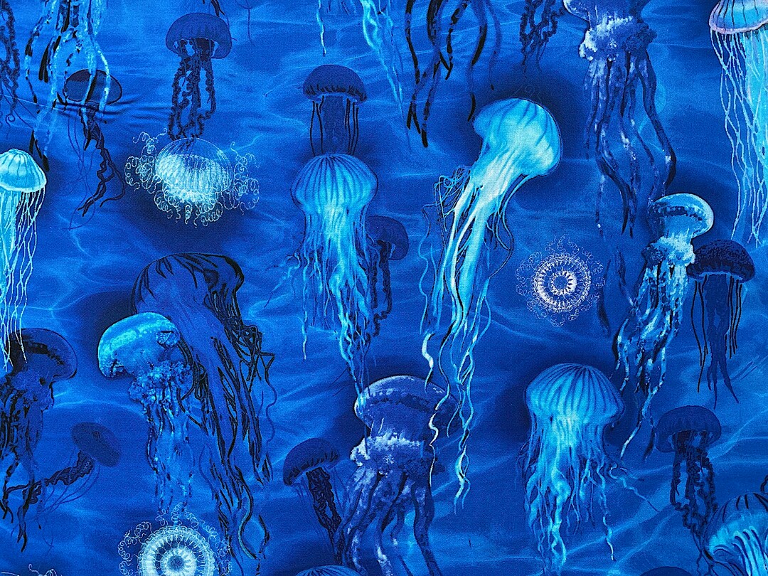 Jellyfish Fabric Ocean Fabric Oceana Cotton Fabric Quilting Fabric SL ...