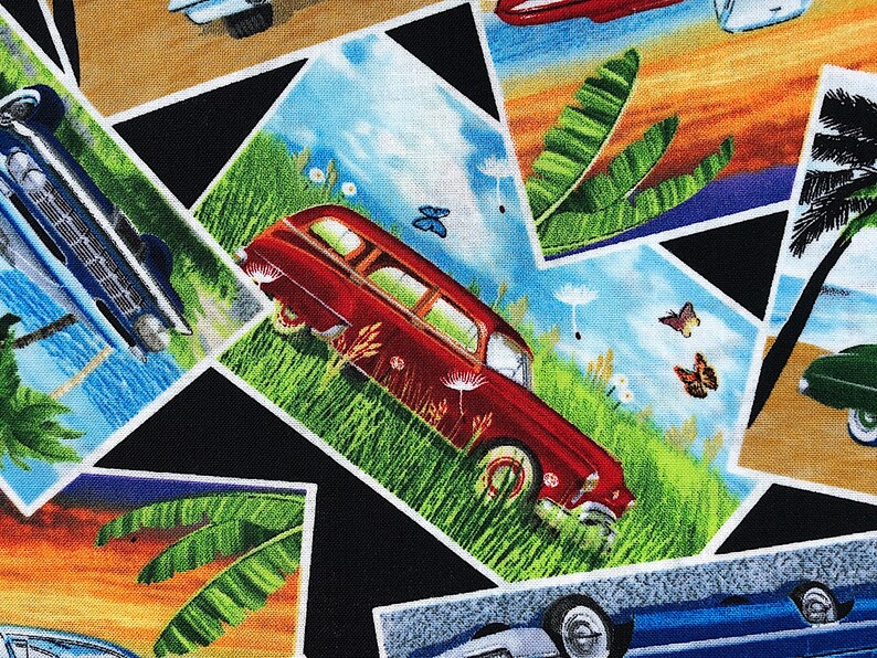 Car Fabric Classic Cars Cotton Fabric Quilting Fabric | Etsy