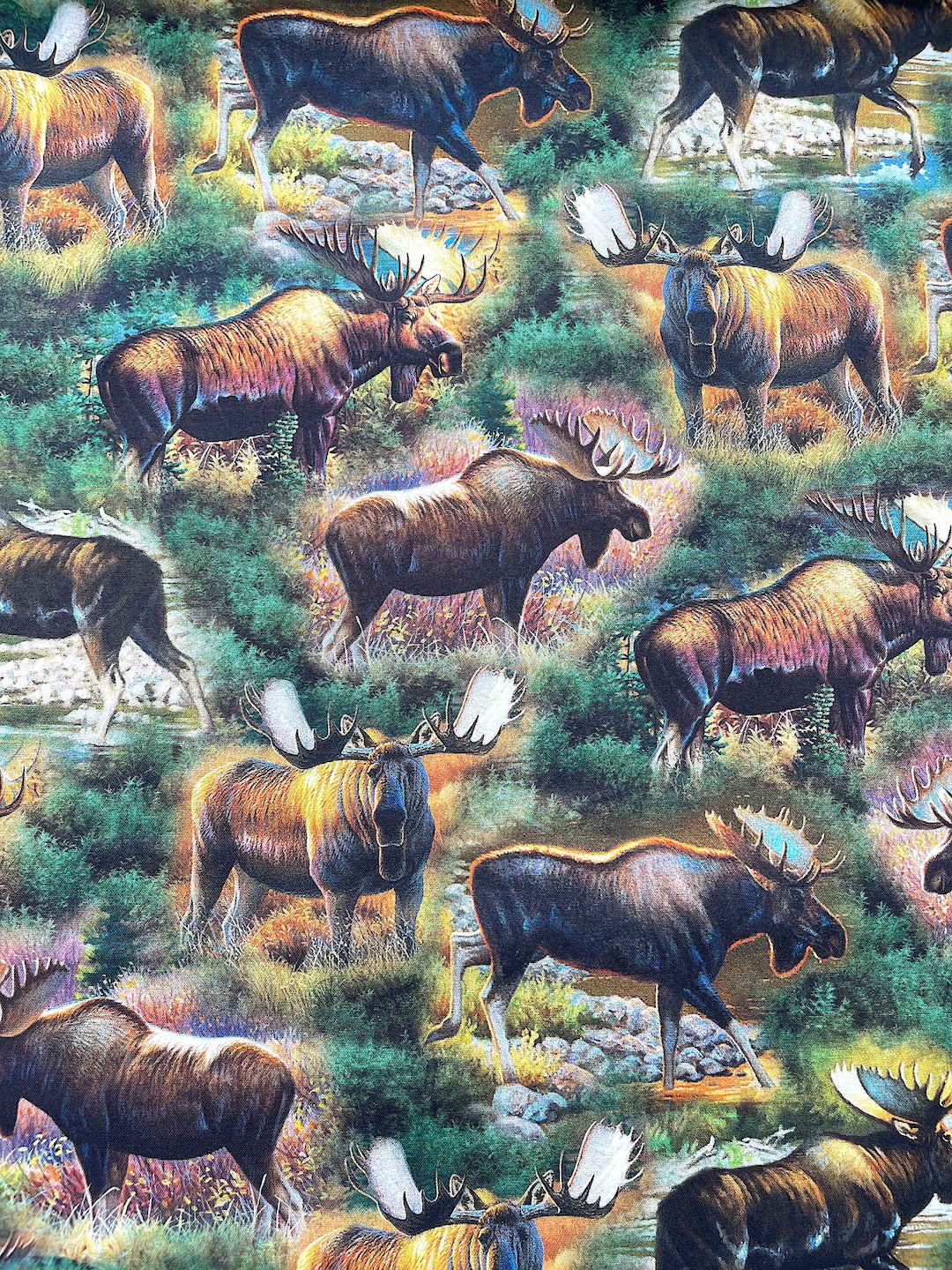 Moose Fabric Magnificent Moose Wildlife Fabric Cotton Fabric ANMISC-61 ...