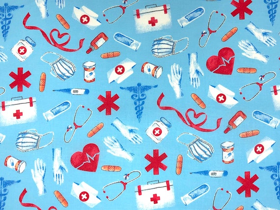Medical Themed Fabric Tribute Nurse Fabric Cotton Fabric | Etsy