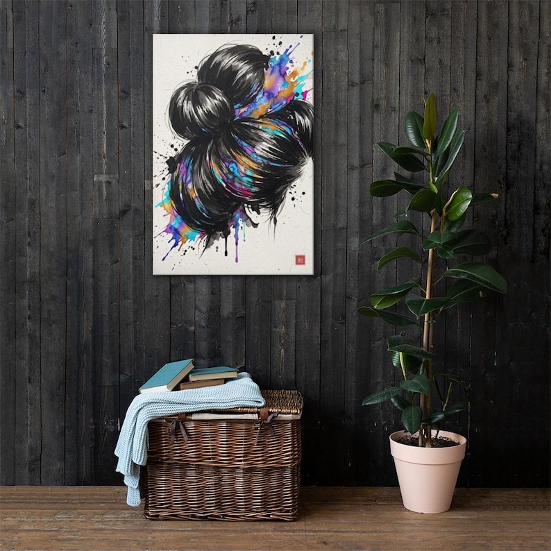 Large Gold Red Kimono Canvas Art, Modern Vertical Japan Silhouette Wall ...