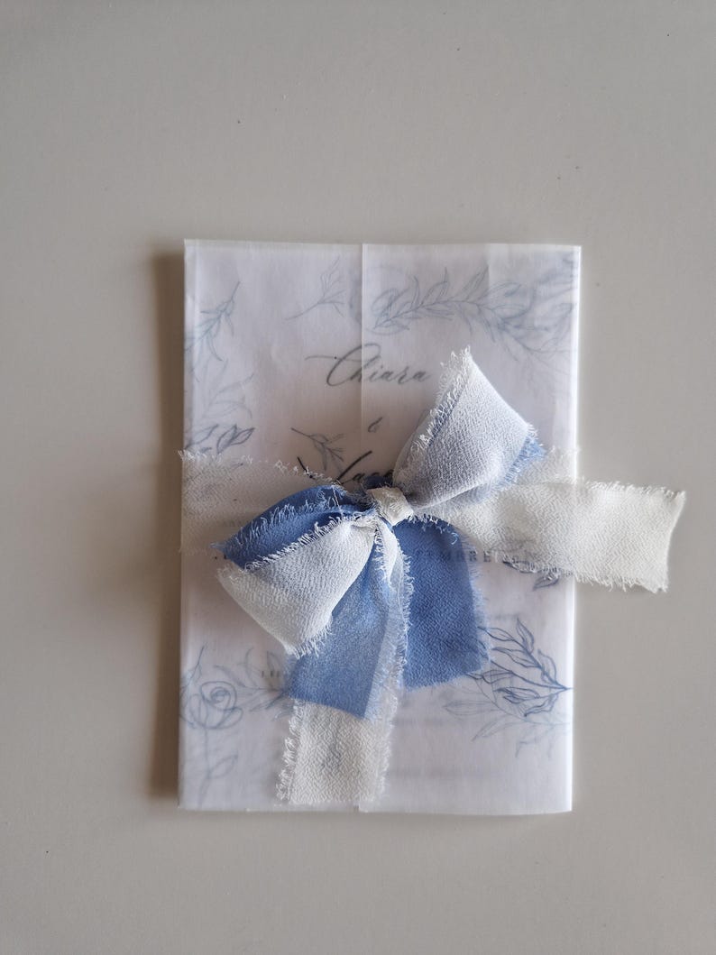 Elegant Wedding Invitations, Chiffon Ribbon and Wax Seal, Handmade and ...